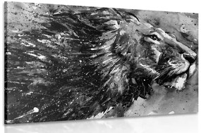 Obraz král zvířat v černobílém akvarely - 90x60 cm