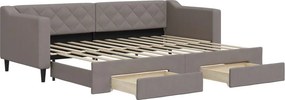 Válenda s přistýlkou a zásuvkami taupe 80 x 200 cm textil 3197460