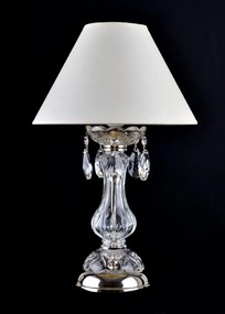 Jednoduchá křišťálová lampa s 1 žárovkou na noční stolek s bílým stínidlem