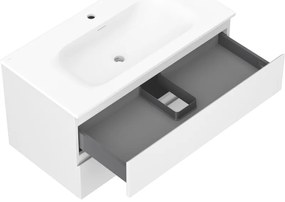 Mexen Orio, koupelnová skříňka 90 cm s umyvadlem Vela, 2 zásuvky, bílá matná, 91A10-09047-2-BFF01-W23M01