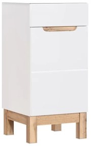 COMAD Stojatá skříňka s umyvadlem - BALI 823 white, šířka 40 cm, matná bílá/lesklá bílá/dub votan