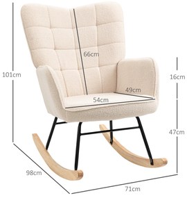 HOMCOM Houpací křeslo Houpací křeslo, akcentové křeslo, relaxační křeslo s berberským rounem, do 120 kg, béžové, 71x92x101 cm| Aosom