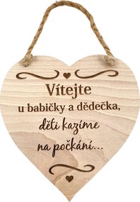 AMADEA Dřevěné srdce s textem Vítejte u babičky a dědečka, děti.., masivní dřevo, 16 x 15 cm