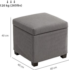 HOMCOM 30L Úložný Otoman Čtvercový Sklopný Stolek s Odnímatelným Víkem, Potažený Plyšem, do Obývacího Pokoj, Ložnice, Předsíně, Nosnost do 120 Kg, 40…