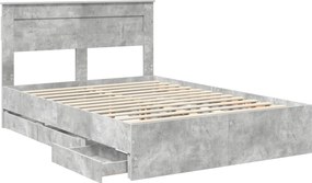 Rám postele s čelo Betonově šedá 150 x 200 cm Inženýrské dřevo 3409840