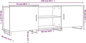 vidaXL TV skříňka 150x30x50 cm kompozitní dřevo [829119] Barva: Betonová šedá