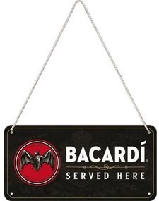 Plechová cedule Bacardi - Served Here, (20 x 10 cm)