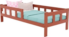 Benlemi Jednolůžko FENCE 4v1 se zábranou 90x200 cm + matrace ADAPTIC Zvolte barvu: Cihlová, Zvolte zábranu: S jednou zábranou vlevo