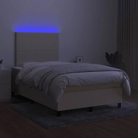 Box spring postel s matrací a LED krémová 120x190 cm textil 3270188
