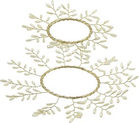 2ks luxusní dekorační věneček s perličkami na svíčku Glaze Forest - 18cm/ 11cm