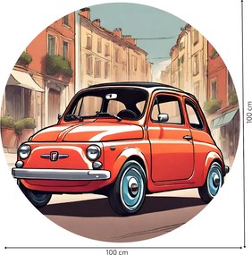 PIPPER. Kruhová samolepka na zeď "Fiat 500" Velikost: 100cm