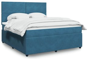 Box spring postel s matrací modrá 180 x 200 cm samet 3294704