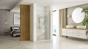 Jednokřídlé sprchové dveře REA HUGO 80 cm + stěnový profil s magnetickým těsněním, zlaté kartáčované