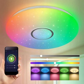 Stropní Svítidlo Rgb S Bluetooth Led Reproduktorem 60 W S Dálkovým Ovládáním, Aplikace App