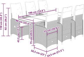 7dílný zahradní bistro set s poduškami béžový polyratan 3277104