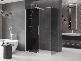 Mexen Velar, sprchový kout s posuvnými dveřmi 150 x 80 cm, 8mm šedé sklo, bílá matná, 871-150-080-41-20