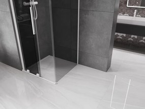 Mexen Velar, sprchový kout s posuvnými dveřmi 90 x 90 cm, 8mm šedé sklo, bílá matná, 871-090-090-41-20