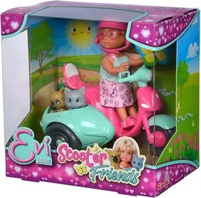 SIMBA Panenka Evička na skútru se sajdkárou / 12 cm / od 3 let