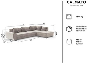 KOOKO HOME Rohová rozkládací sametová pohovka s úložným prostorem Calmato XL pravý roh