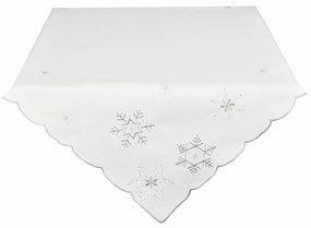 Forbyt Vánoční ubrus Vločky bílá, 85 x 85 cm