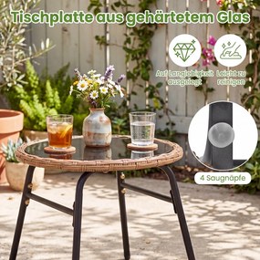 Costway 3-dílný set ratanového zahradního nábytku bistro set pro 2 osob