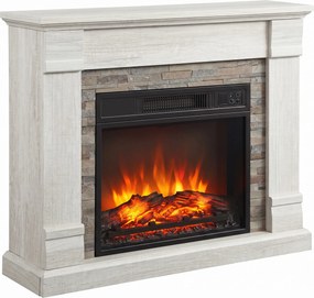 HOMCOM Dekorativní elektrický krb 1800 W s třístupňovým plamenným efektem, termostat, časovač, dálkové ovládání, přírodní
