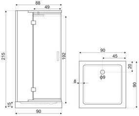 KERRA-BJORG - Sprchový box 90 x 90 x 215 cm