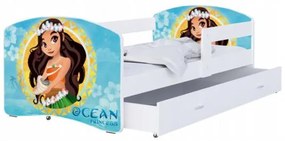Dětská postel LUKI se šuplíkem BÍLÁ 160x80 vzor OCEAN PRINCESS