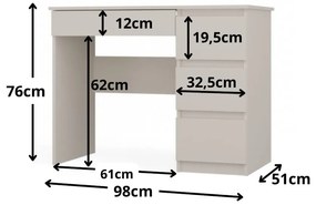 Psací stůl MIJAS 98 cm kašmír pravý