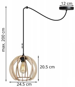 Závěsné svítidlo Timber Spider 1, 1x dřevěné stínítko