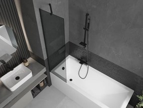 Mexen Next, vanová zástěna 1-křídlová 50 x 150 cm, fixní křídlo, 6 mm šedé sklo, černý profil, 895-050-000-00-40-70