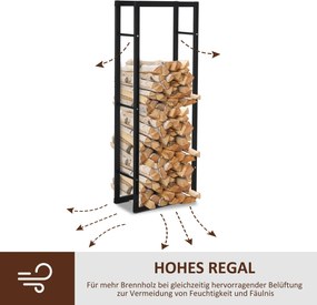HOMCOM Držák na dřevo Metal 40 x 25 x 150 cm Úložná pomůcka na dřevo Ocelový rám až do 100 kg Přístřešek na dřevo Venku Dřevěný rack pro zahradu a te…