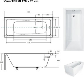 Besco Termi obdélníková vana 170 x 70 cm bílá OLVTER17 Koupelny Bernold