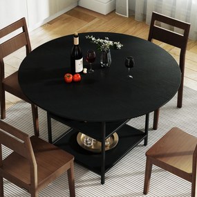 Costway 120 cm kulatý jídelní stůl pro 4-6 osoby s 2-vrstvým úložným prostorem