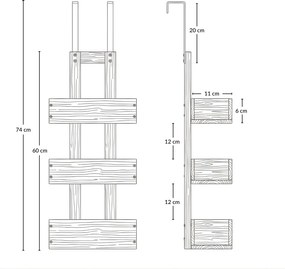 Bambusový koupelnový věšák na dveře RANT, 74 cm