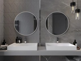 Mexen Loft kulaté koupelnové zrcadlo 70 cm, bílý rám - 9850-070-070-000-20