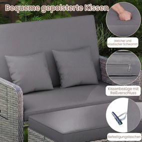 Costway Polyratanové opalovací lehátko s nastavitelným opěradlem a výklopnou