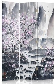 Ozdobný paraván Japonská krajina - 110x170 cm, třídílný, klasický paraván