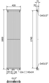 Mexen Kansas, topné těleso 1200 x 420 mm, 975 W, černá, W204-1200-420-00-70