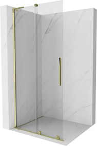 Mexen Velar L, posuvná sprchová zástěna Walk-in 120 x 200 cm, 8mm čiré sklo, zlatá lesklá, 871-120-003-03-50
