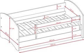 dětská postel 70x140 vzor ležící víla, růžová