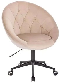LuxuryForm DESIGN Otočné křeslo VERA VELUR na černé podstavě s kolečky - latte