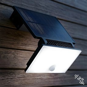Exteriérové solární nástěnné LED svítidlo Fuji, 1x LED 8w, černá, pohybový senzor