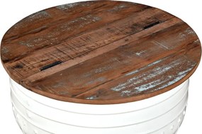 vidaXL Konferenční stolek, masivní recyklované dřevo, , tvar sudu [245254] Barva: Bílá