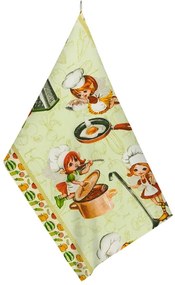 Bellatex Kuchyňská utěrka 1 ks 50x70 cm Kuchtička Zelená,Oranžová