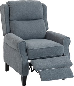 HOMCOM nastavitelná relaxační křeslo z teddym fleece, relaxační křeslo s vysouvací podnožkou, polstrované sedadlo, šedá 83B-604V00GY