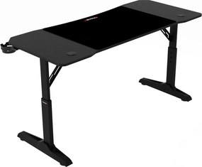 Výškově nastavitelný herní stůl ERACER H1114 — 140x60 cm, kov, melamin, černá