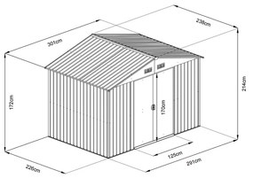 Riwall PRO RMSA 8x10 Anthracite zahradní domek kovový 3 x 2,4 m se sedlovou střechou antracit