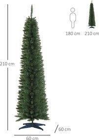 HOMCOM Umělý vánoční strom, umělá jedle, včetně stojanu a vánoční hvězdy, 2,1 m, zelený