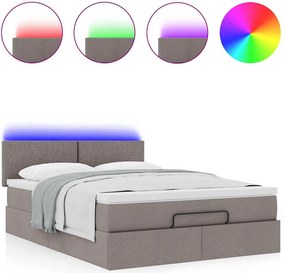 Osmanská postel s matrací &amp; LED Taupe 140x190 cm Látka 3312226